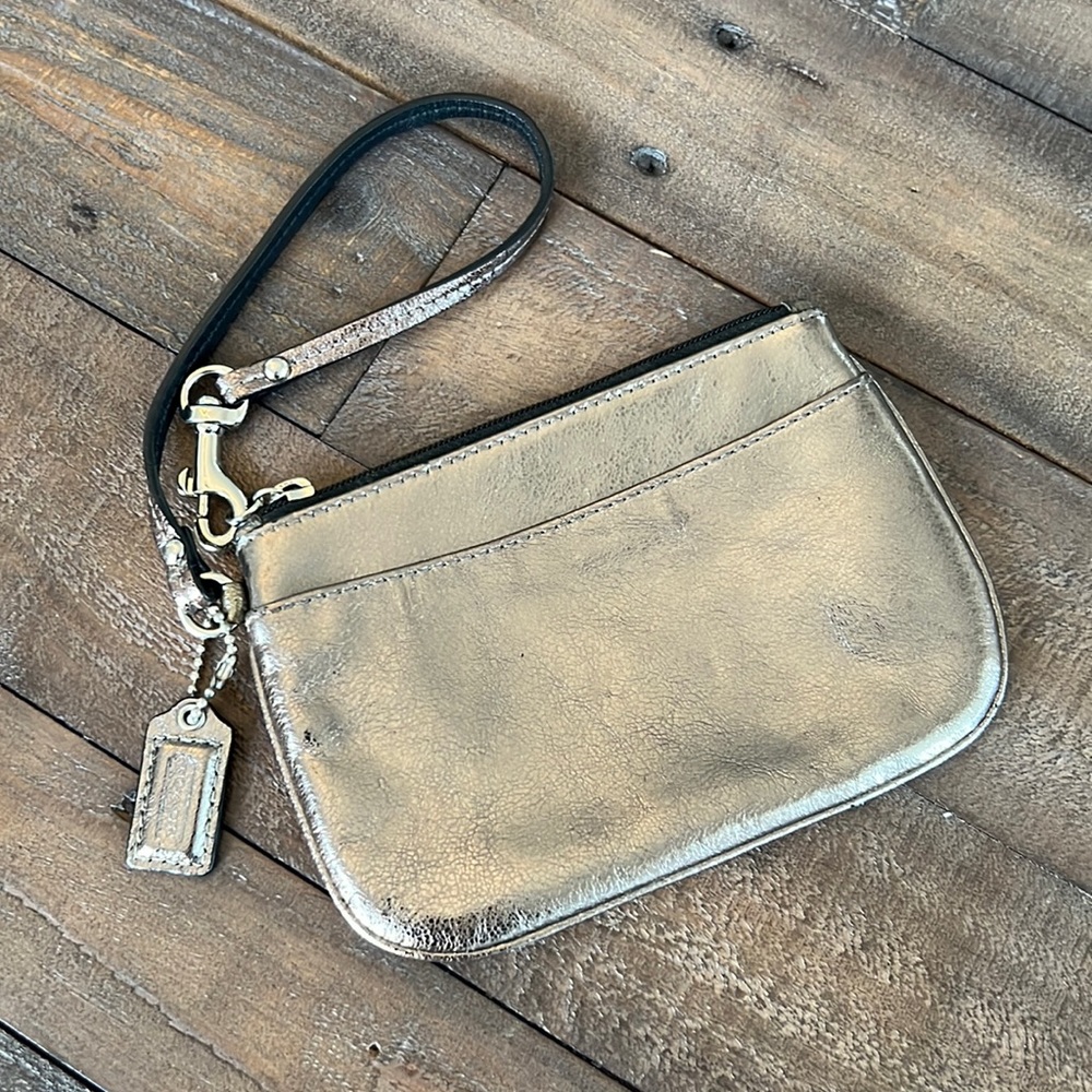 Coach Metallic Silver Wristlet - Gem